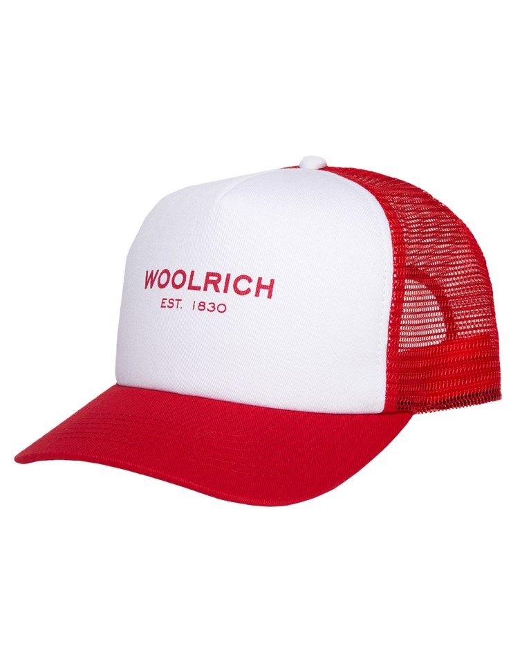Woolrich Logo Baseball Hat Marine Scarlet