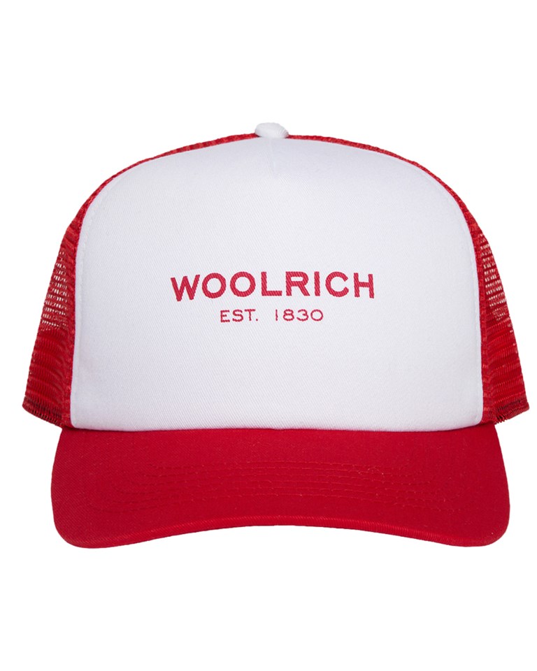 Woolrich Logo Baseball Hat Marine Scarlet