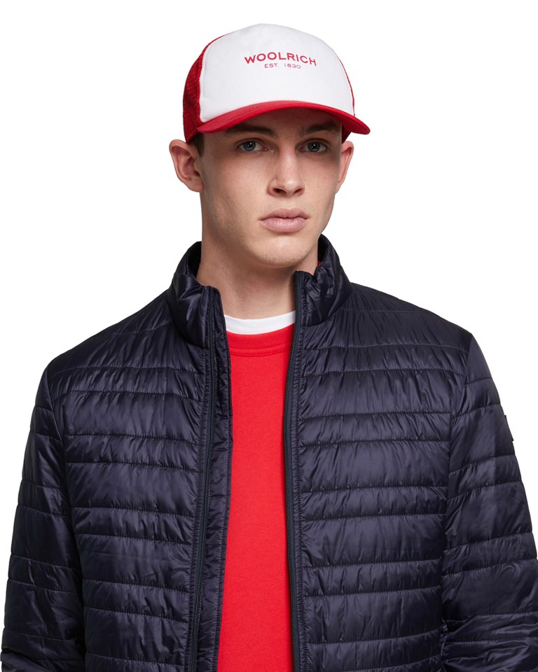 Woolrich Logo Baseball Hat Marine Scarlet