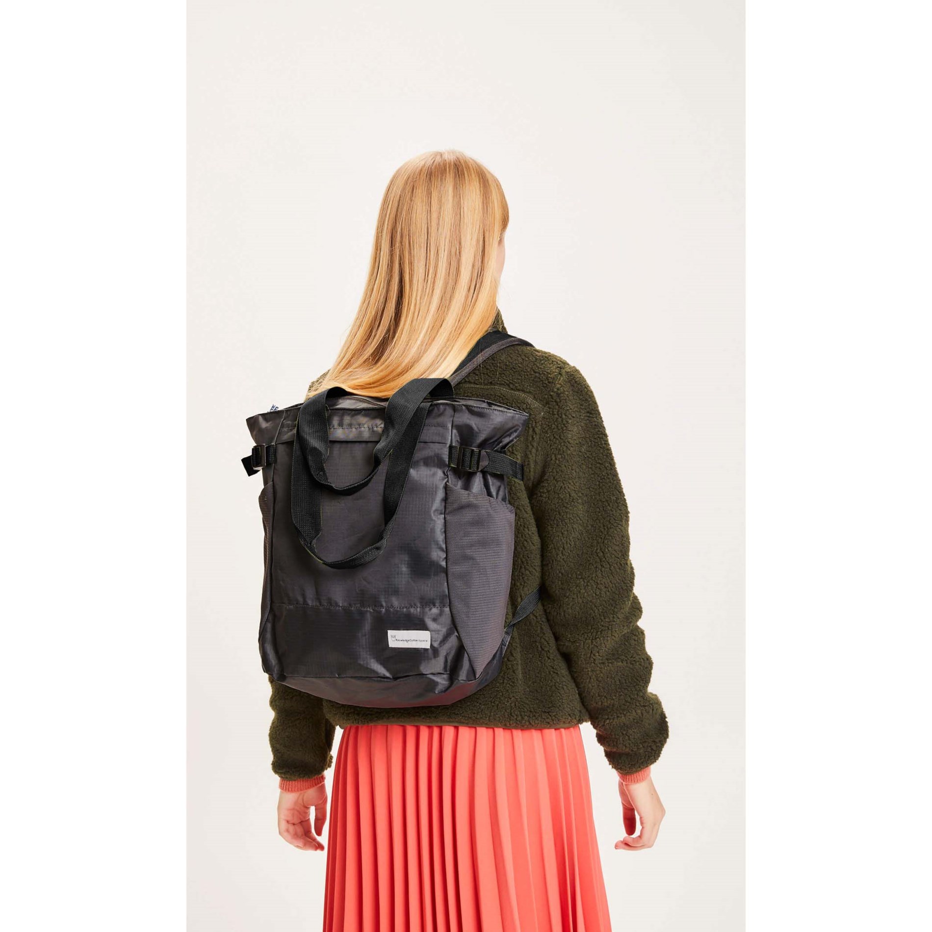 Knowledge Cotton Packable Tote Backpack 25L Black Jet